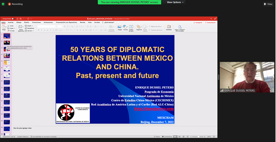 Recap: Webinar 50 years China & Mexico by Dr. Dussel | | Mexcham China